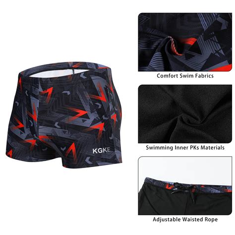 Kgke Swim Boxer Briefs Short Swim Jammer Fashion Print Racer Mens