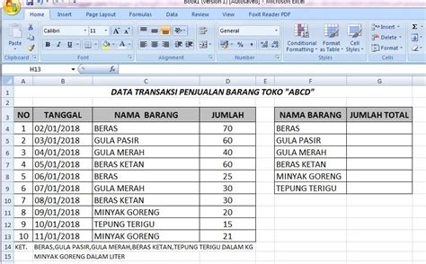 cara menggunakan rumus sumif pada excel