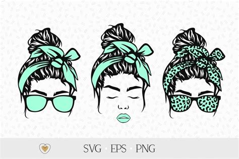 Messy Bun Svg Girl With Messy Bun And Glasses Png