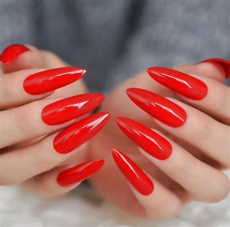 Eda Luxury Beauty Red Press On Nails Classic Elegant False Etsy
