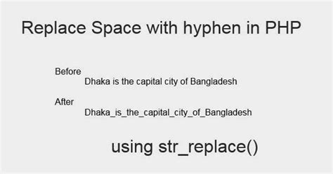 codeinclude how to replace space with dash in php