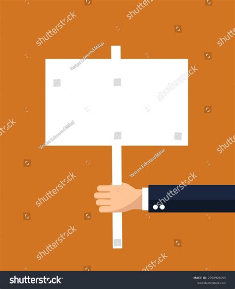 Hand Holding Blank Placard Vector Stock Vector Royalty Free
