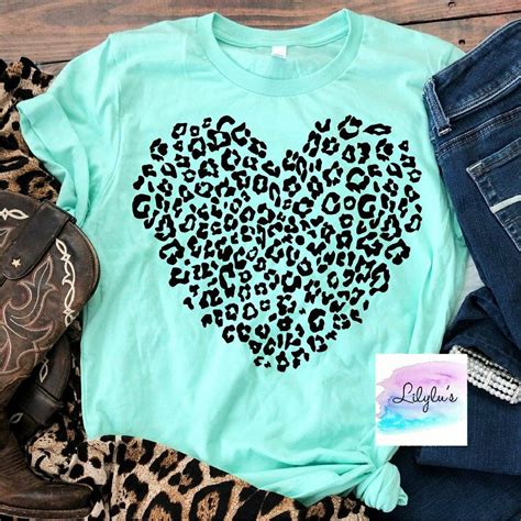 Leopard Print Heart Tee Super Soft Ships Fast Screen Printing Shirts