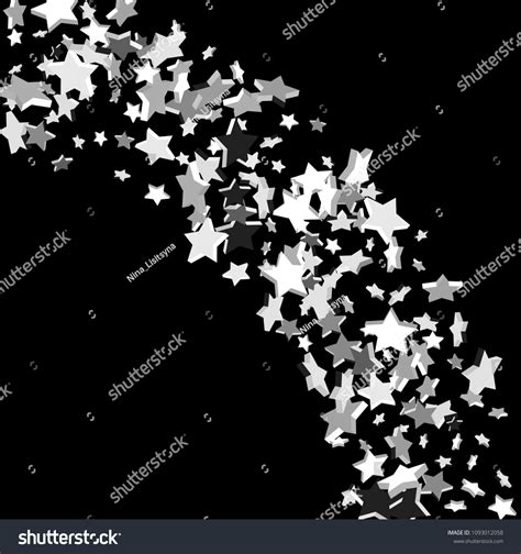 Silver Volumetric Starconfetti Fall On Black Stock Vector Royalty Free