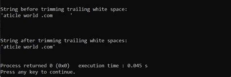 c program to trim trailing white spaces from a string aticleworld