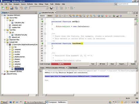 how to configure phpunit with netbeans 8 1 cannot open file vendor