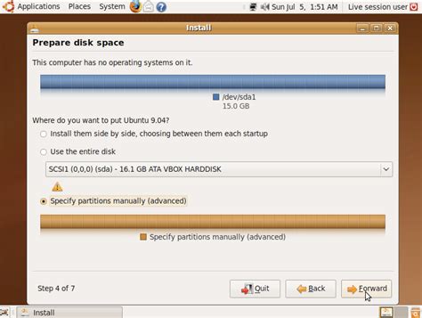 creating a separate home partition in ubuntu during installation