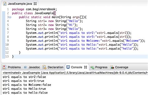 java string equals and equalsignorecase methods example