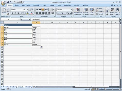 use the trim function in excel youtube