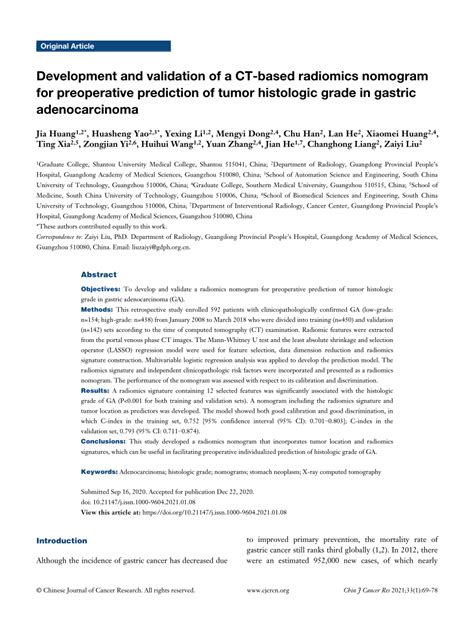 Pdf Development And Validation Of A Ct Based Radiomics Nomogram For