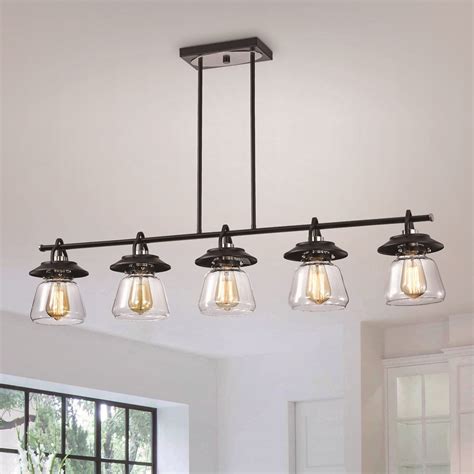 5 Light Black And Brushed Nickel Kitchen Island Pendant Edvivi Lighting
