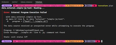 windows terraform external provider jq in bash script is giving jq