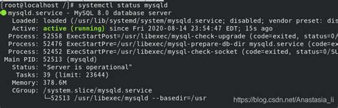 查看mysql的状态时显示process 41681 execstart usr libexec mysqld basedir