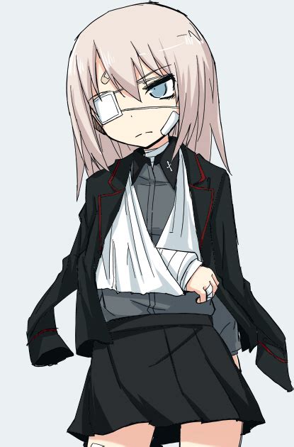 Safebooru 1girl Bandage Bandaid Bangs Black Jacket Black Skirt Cast