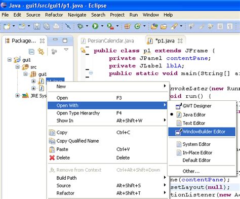 import existing java project in eclipse but design view