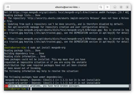 i cannot mongodb on ubuntu 22 04 lts installation and upgrades