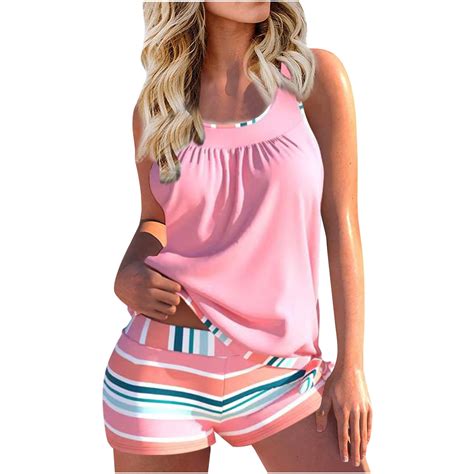 Maplenight Womens Swimsuits Tankini Women Bikini Print Strappy Back Set