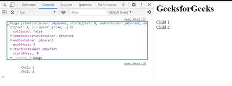 html dom createrange method geeksforgeeks