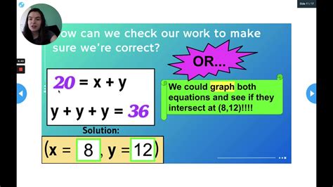 Solving Systems Of Linear Equations Algebraically Youtube
