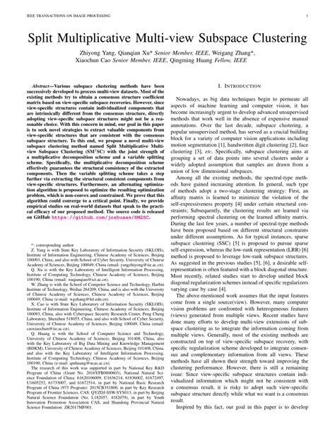 pdf split multiplicative multi view subspace clustering