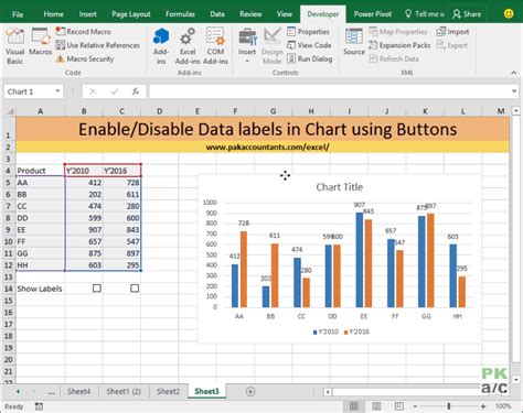 enable or disable excel data labels at the click of a