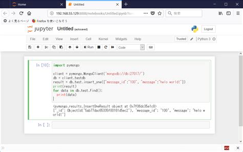 serverあれこれ dockerでjupyter notebook、mongodbがインストールされたコンテナのイメージを作成する