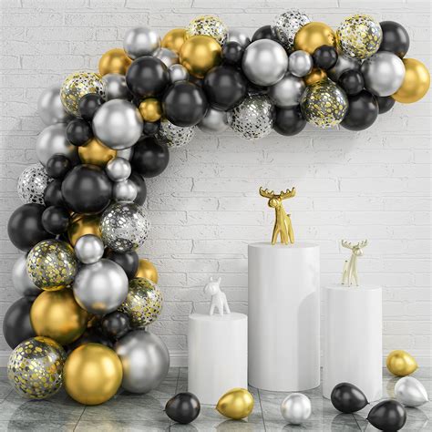Buy 100pcs Balloon Arch Kit Black Gold Silver Balloon Garland Backdrop