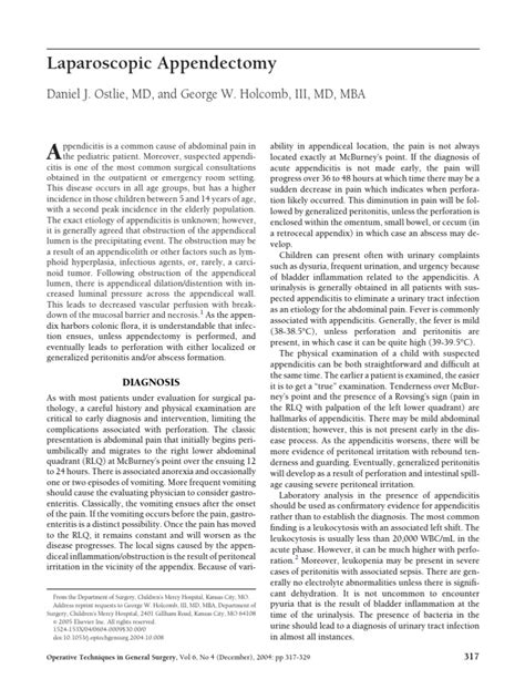 Laparoscopic Appendectomy Pdf Medical Specialties Surgical