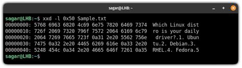 use xxd command in linux