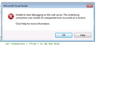 error unable to start debugging on web server
