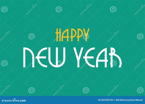Happy New Year Typography Vector Design White And Yellow Text On Blue
