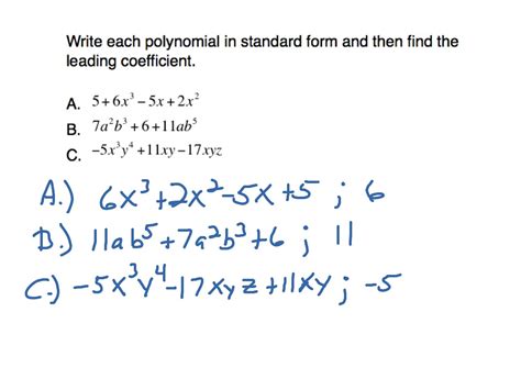 standard form polynomial solved write each polynomial function in