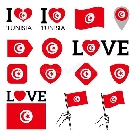 Flag Of Tunisia Set Of Vector Flags Stock Vector Illustration Of