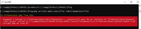 error in laravel 8 [ argument 2 passed ] with command [php artisan make