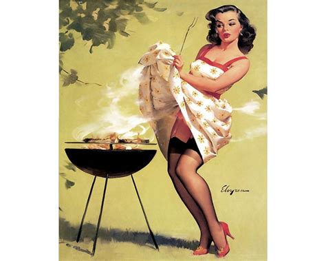 Pin Up Girl Bbq Sexy Enamel Metal Tin Sign Wall Plaque Etsy