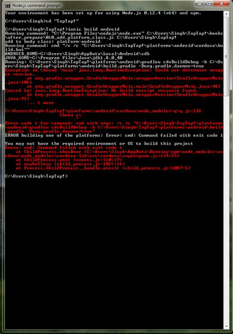 android can t build app with ionic stack overflow