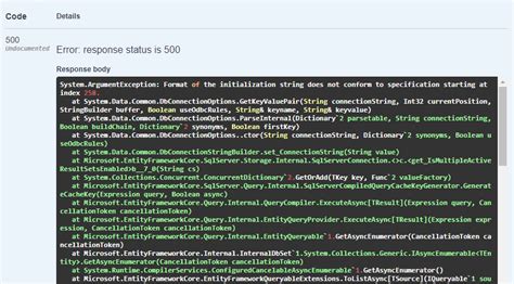 azure api error system argumentexception format of the