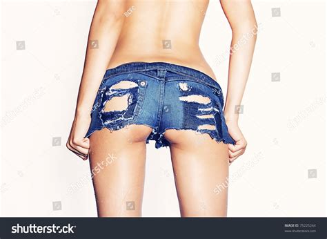 Photo Of Woman Wearing Ripped Tiny Denim Booty Shorts 75225244
