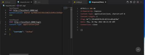 node js authenication with jwt returning empty array with a get