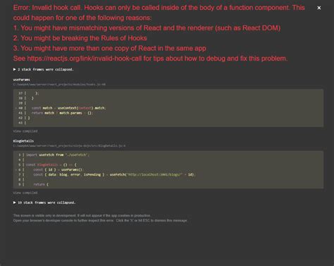 reactjs react native hook issue error invalid hook call hooks can