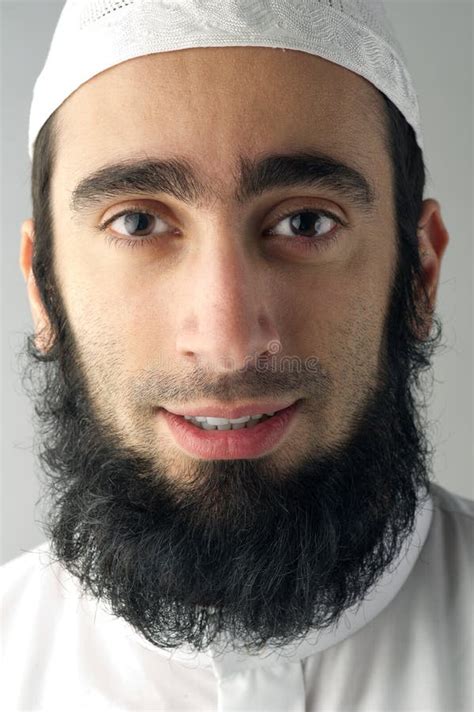 Arabic Muslim Man With Beard Smiling Stock Image Image Of Guru Black