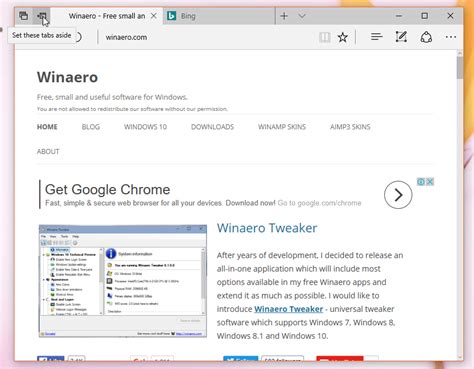 set tabs aside in microsoft edge tab groups