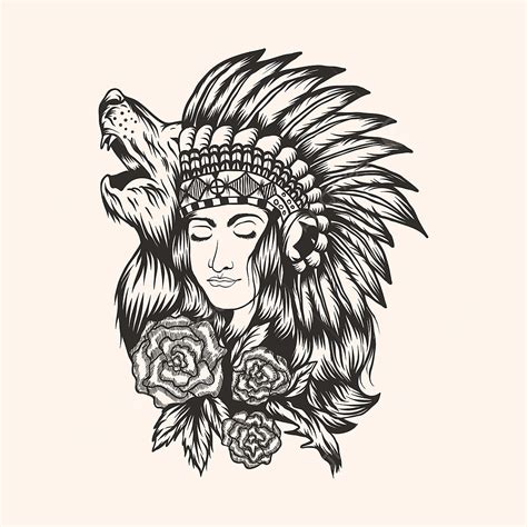Beautiful Girl Illustration Vector Png Images Native American