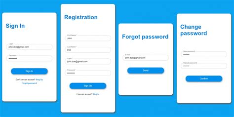 angular login forms module blue design by