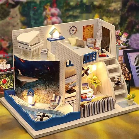☂wooden 3d Diy Doll House Handmade Assemble Mini Dollhouse Kit Ith