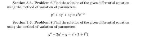 solved use the method of variation of parameters to solve