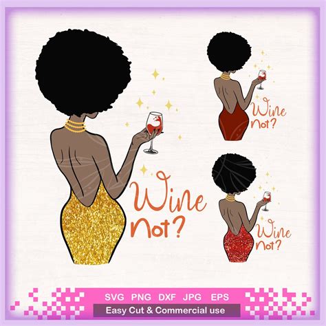 Afro Woman Drink Up Svg Bundle Afro Woman With Wine Afro Woman