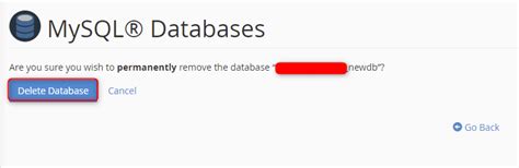 how to delete a mysql database in cpanel liquid web