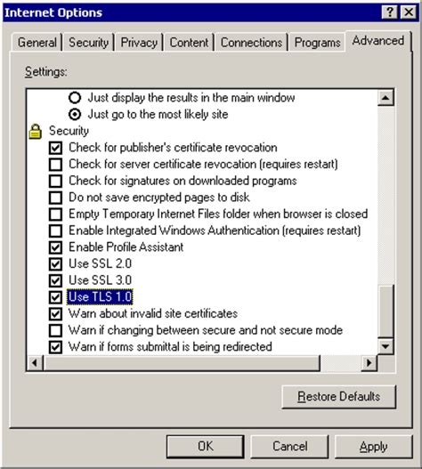 how to enable tls 1 0 in internet explorer 6 faqs it services