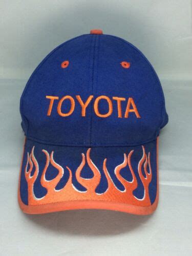 Vintage Toyota Truckers Baseball Hat Cap W Flames Htf Falcon Brand Blue